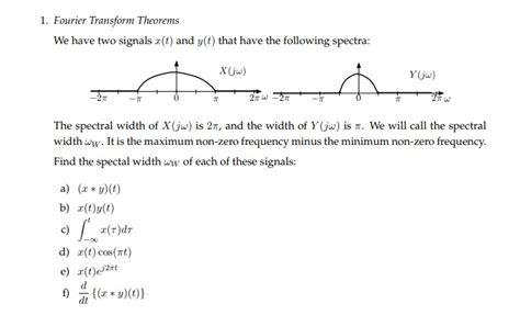 Solved 1 Fourier Transform Theorems We Have Two Signals T