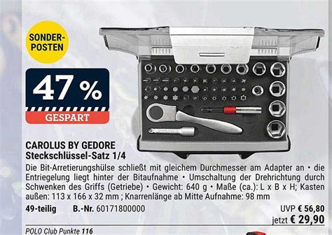 Carolus By Gedore Steckschlüssel satz ¼ Angebot bei Polo 1Prospekte de