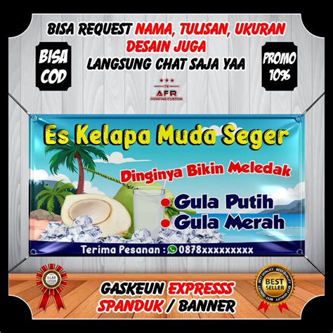 Jual Banner ES KELAPA MUDA SEGAR Spanduk Banner Jualan Es Kelapa Muda