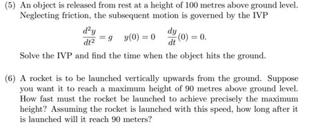 solved 5 an object is released from rest at a height of