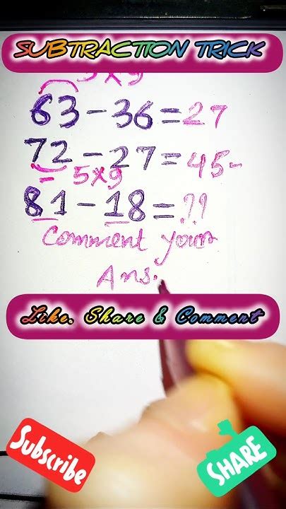 💪😱subtraction Trick 😱💪।। Maths Subtraction Mathstricks Shortsfeed Shorts Tricks