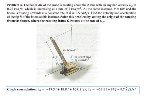 Solved Problem 4 The Boom Ab Of The Crane Is Rotating About