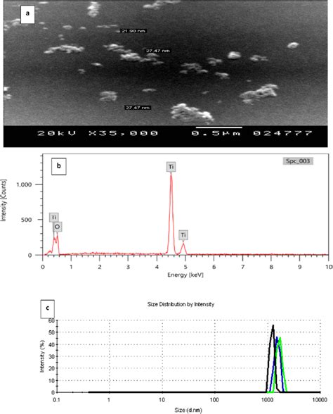 Characterization Of TiO NPs A SEM Of NPs Scanned At B Download Scientific