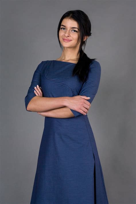 Blue Cocktail Dress Party Simple Dresses For Women Business Etsy