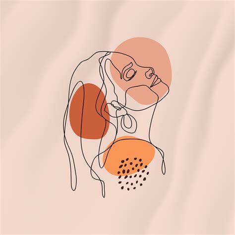 Hand Drawn Minimal Woman Face Line Art With Shapes Illustrationfemale