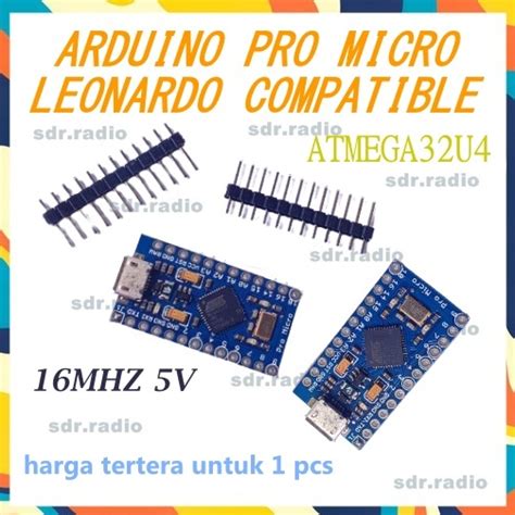 Jual Arduino Pro Micro Leonardo Compatible Atmega32u4 16mhz 5v Board Shopee Indonesia