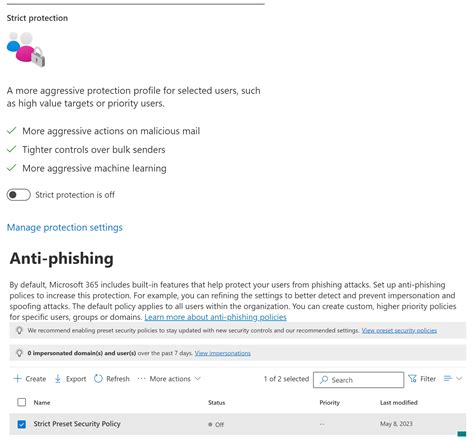 Cannot Turn Off Strict Preset Security Policy Microsoft Qanda