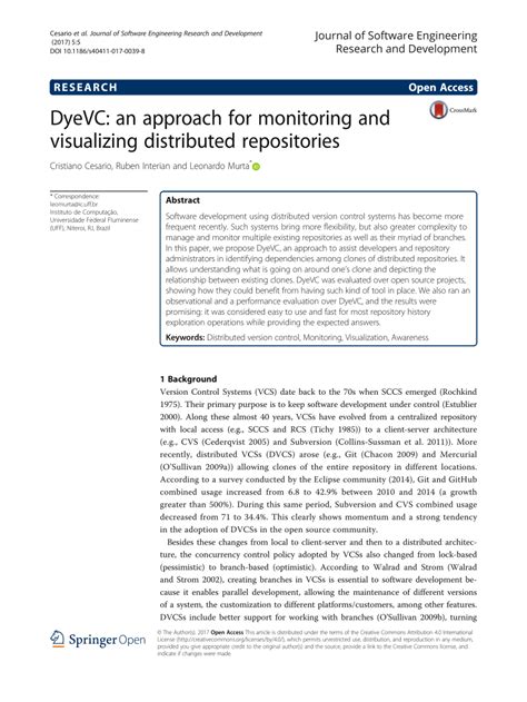 Pdf Dyevc An Approach For Monitoring And Visualizing Distributed Repositories