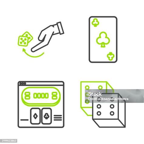 세트 라인 게임 주사위 온라인 포커 테이블 게임 클럽 기호와 인간의 손 던지기 아이콘과 카드 놀이 벡터 가능성에 대한 스톡 벡터 아트 및 기타 이미지 Istock