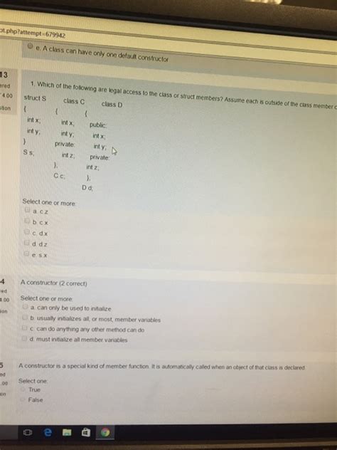 Solved Which Of The Following Are Legal Access To The Class Chegg