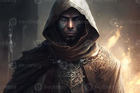 Arabic Warrior Assassin Portrait Against A Dark Background Neural