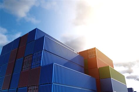 Premium Photo Stacked Cargo Containers For Temporary Storage Loading Unloading And Sorting At