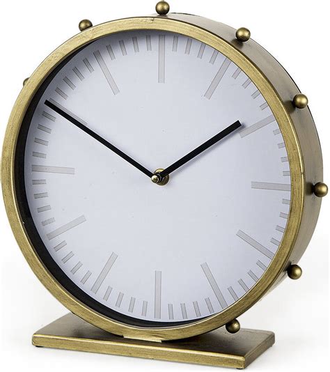 Marian Metal With Studs Round Table Clock In Gold By Mercana