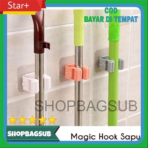 Jual Gantungan Tempel Kaca Dinding Keramik Mebel Magic Hook Sapu Gambar