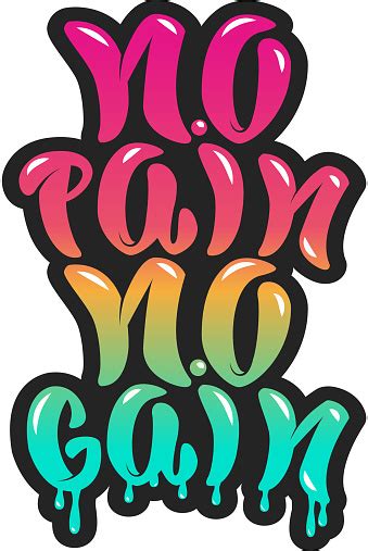 아무 고통 없이 얻는 손으로 그려 글자 흰색 배경에 고립 포스터 인사말 카드 T셔츠를 위한 디자인 요소입니다 벡터 일러스트입니다 강사에 대한 스톡 벡터 아트 및 기타 이미지