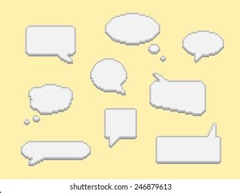 Pixel Art Dialog Bubbles Set Stock Vector Royalty Free