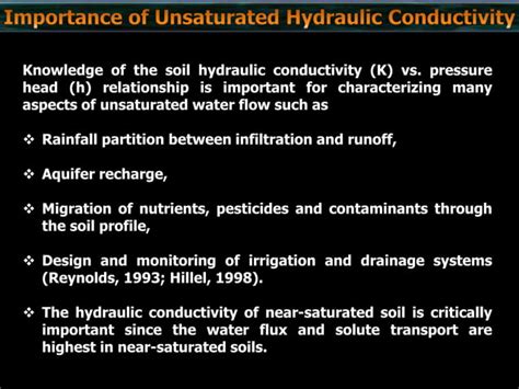Unsaturated Hydraulic Conductivity Of Soil