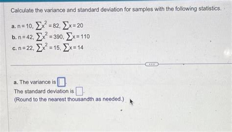 Solved Calculate The Variance And Standard Deviation For Chegg