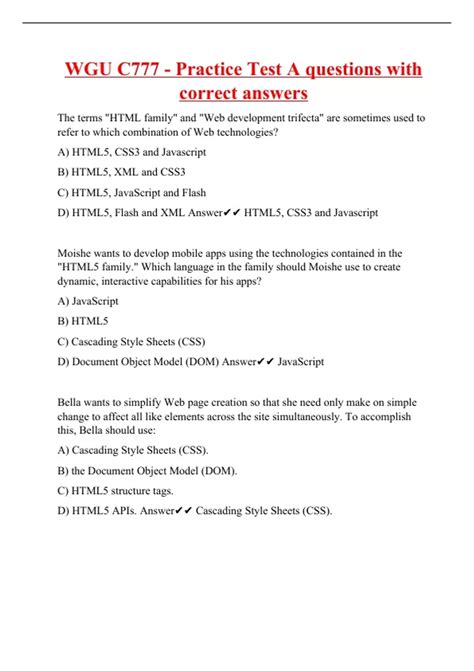 WGU C Practice Test A Questions With Correct Answers WGU C Qui Stuvia US
