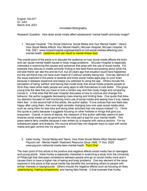 Annotated Bibliography English 102 Dr John March 2nd 2021