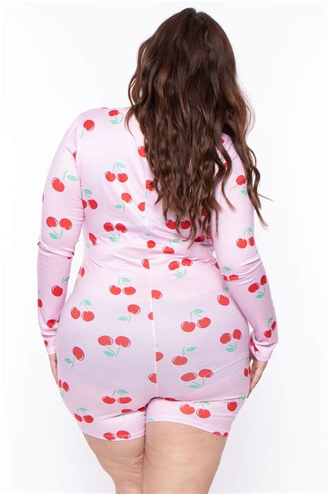 This Plus Size Stretch Pajama Romper Features A V Neckline A Half