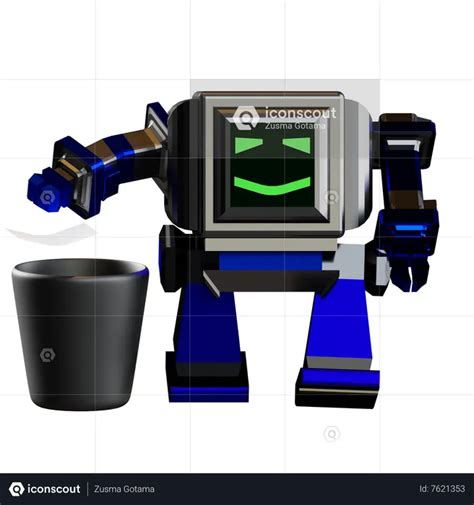 The Robot Is Taking Out The Trash 3d Illustration Download In Png Obj
