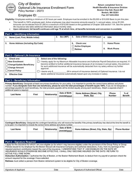 Optional Life Insurance Enrollment Form Fill And Sign Online With Lumin