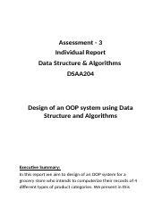 Assessment 3 DSAA204 Docx Assessment 3 Individual Report Data
