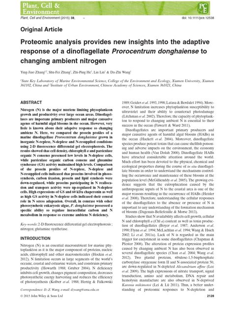 Zhang Et Al 2015 Proteomic Analysis Provides New Insights Into The