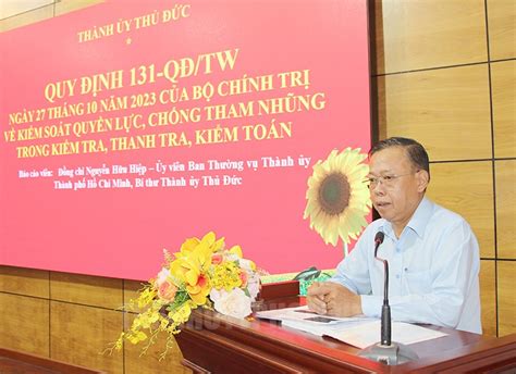 Thành ủy Thủ Đức triển khai quán triệt Quy định số 131 QĐ TW của Bộ Chính trị
