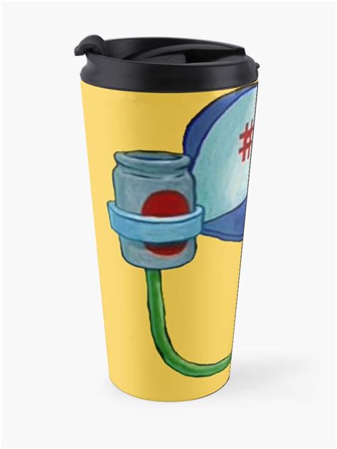 Spongebob Soda Drinking Hat Travel Mug By Dalmemes Redbubble