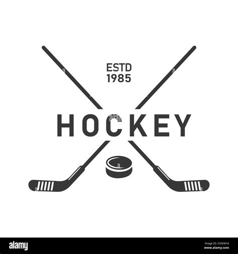 Vintage Hockey Logo With Stick And Puck Symbol For Sports Club Or Team