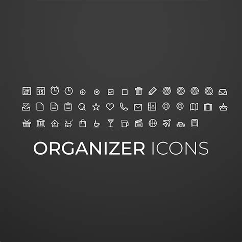 Organizador Iconos Establecer Calendario Lista De Tareas Planificador