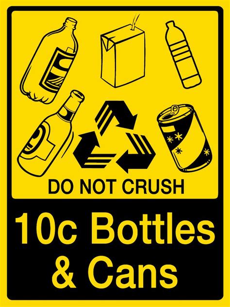 10c Bottles And Cans Sign Black And Yellow
