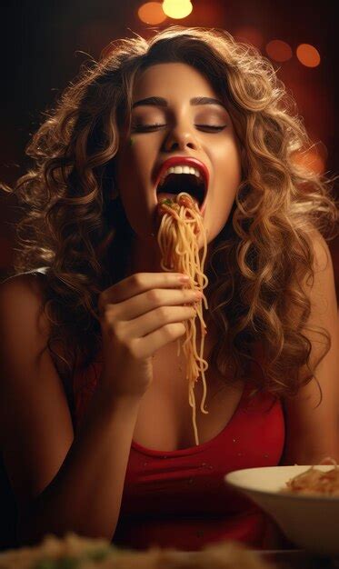 Premium Photo Female Mouth In Detail Eating Delicious Italian