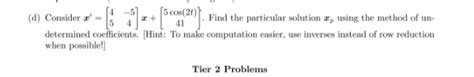 solved find the particular solution using the method of