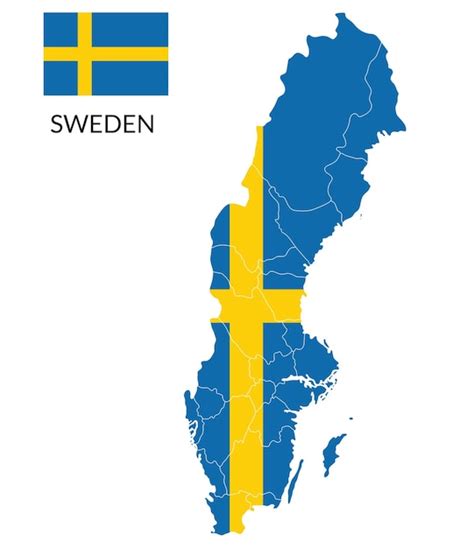 Mapa Da Su Cia Mapa Da Su A Bandeira Sueca Vetor Premium