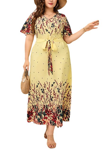 Niuer Women Sundress Bohemian Long Dress Short Sleeve Summer Maxi