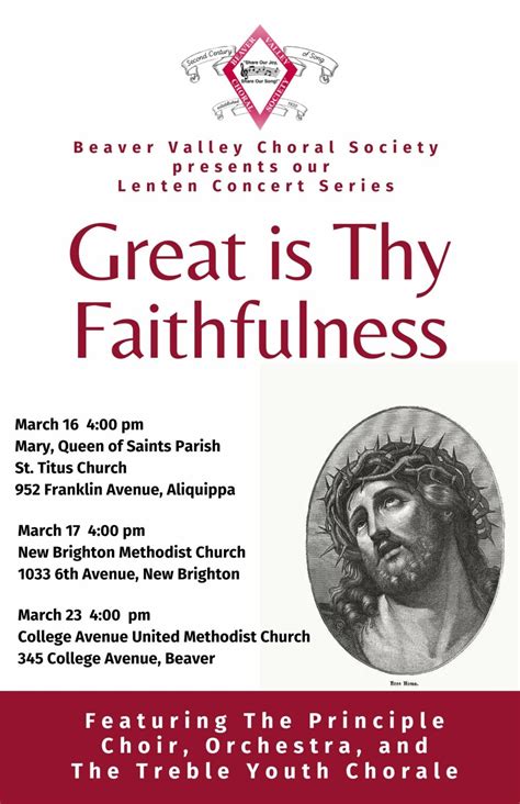 2024 Bvcs Lenten Concert Series Great Is Thy Faithfulness Beaver