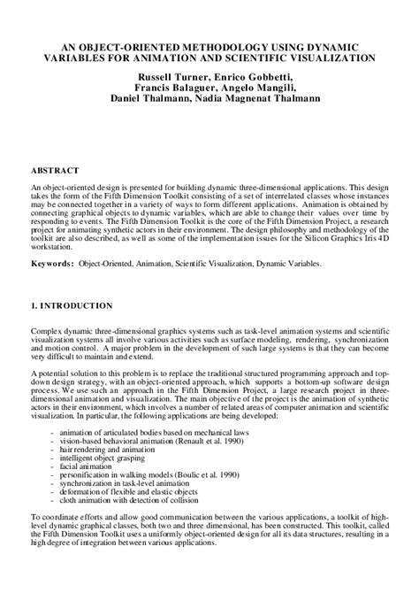 Pdf Dynamic Object Oriented Animation Toolkit