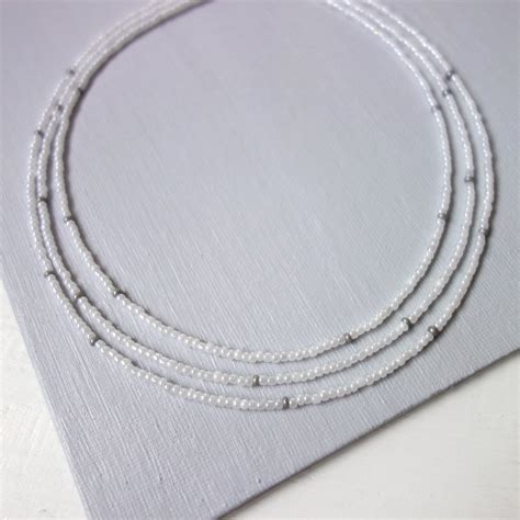 Layered Choker Necklace White Seed Beads Multi Stranded Collar Etsy