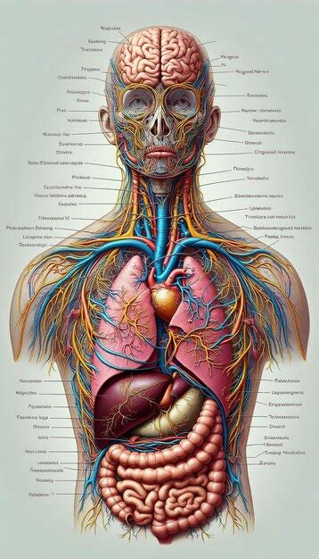 A Medical Illustration Of The Human Body With The Organs Labeled