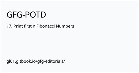 17 Print First N Fibonacci Numbers Gfg Potd