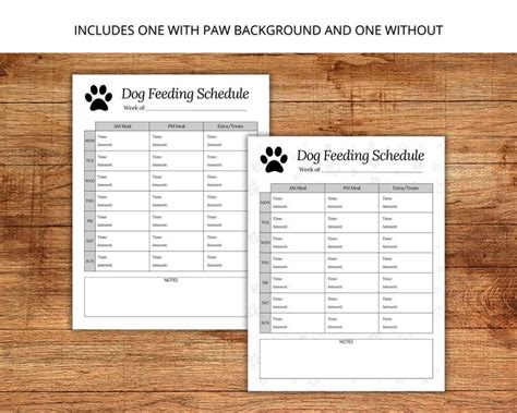 Dog Feeding Schedule Dog Feeding Log Dog Feeding Chart New Puppy