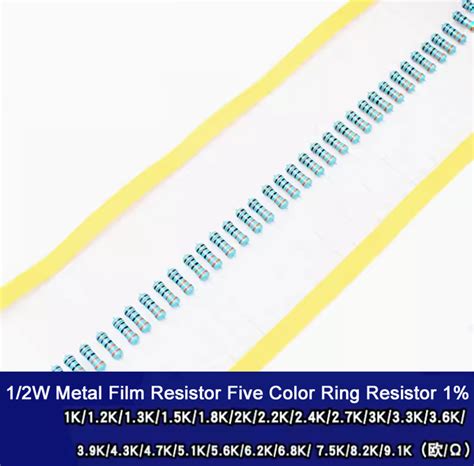 50pcs 12w Metal Film Resistor 1 1k12k15k22k33k47k51k68k75k8