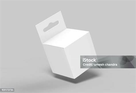 항 모의 설계 및 디자인 프레 젠 테이 션에 대 한 탭 소매 상자 흰색 빈 골 판지 포장 상자 매달려 3d 렌더링 그림입니다 0명에 대한 스톡 사진 및 기타 이미지 Istock