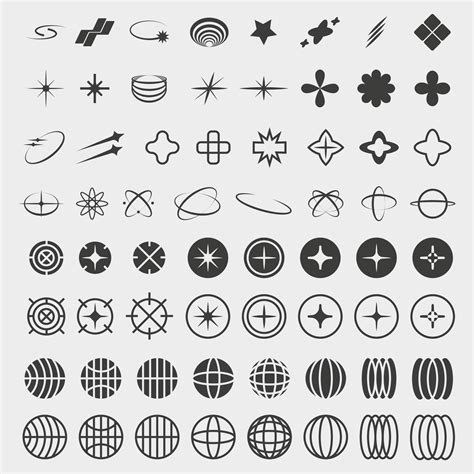 Y2K Symbols Retro Star Icons Trendy Acid Rave And Graphic Elements