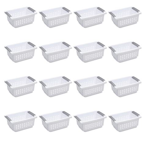 Sterilite Small Stacking Basket W Titanium Accents White 16 Pack