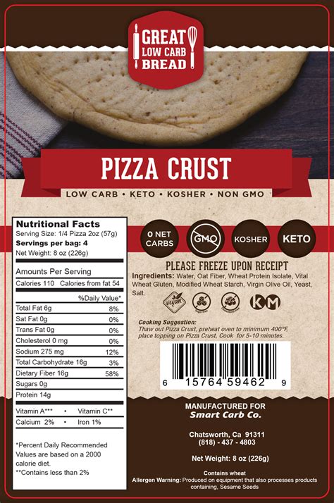 Small Great Low Carb Pizza Crust Great Low Carb Bread Company