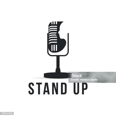 스탠드 업 코미디 로고 디자인 페이스 마이크 로고 아이콘 로고에 대한 스톡 벡터 아트 및 기타 이미지 로고 유머 팟캐스팅 Istock